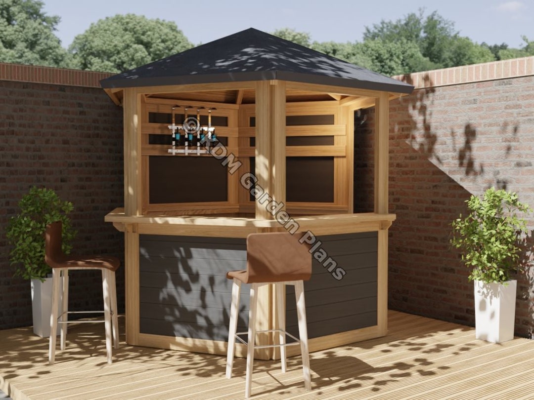 Plans for Hexagonal Garden Bar 2.4m X 2.4m Cocktail Gin Tiki DIY ...
