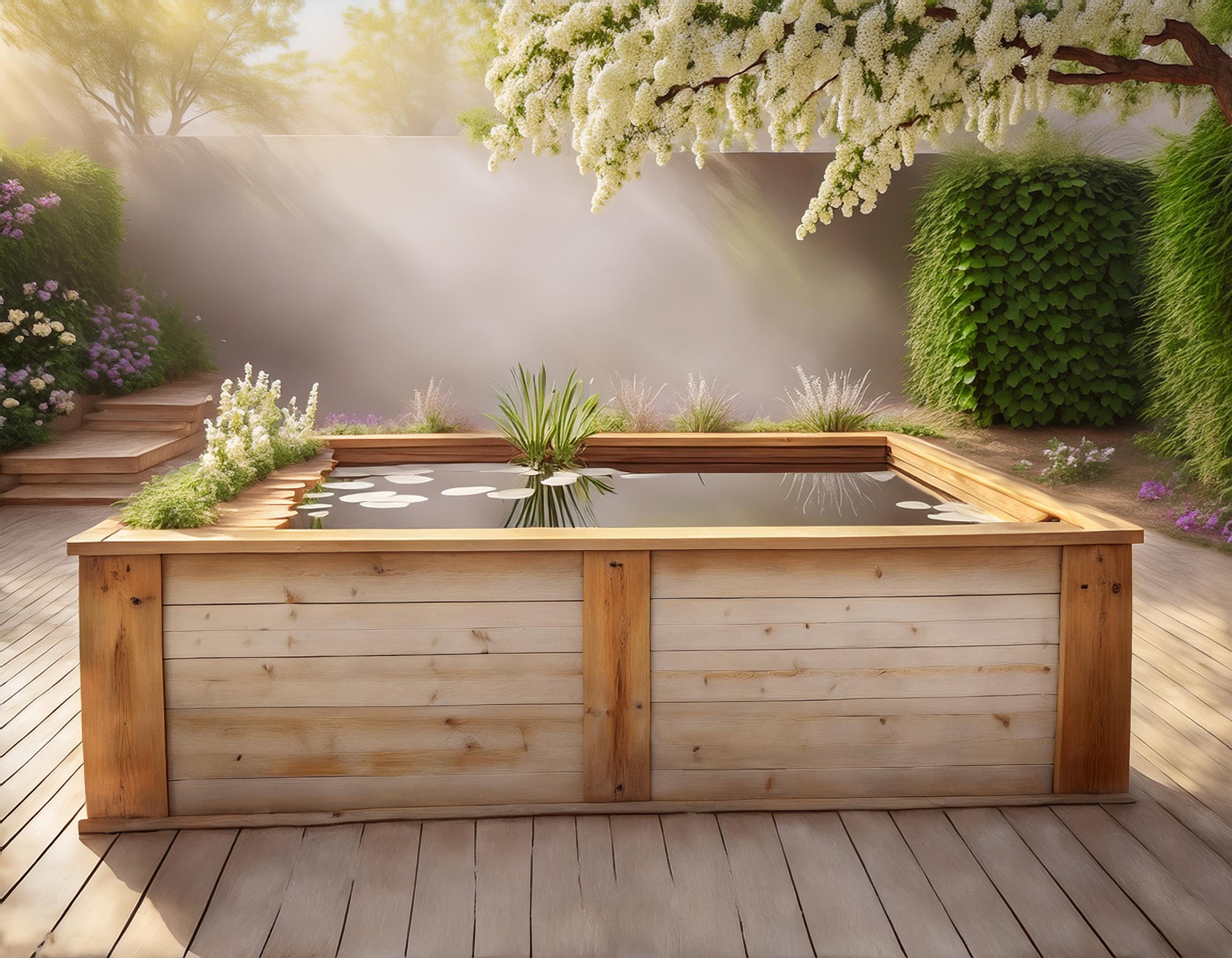 Plans for USA Version (inches) Raised Wooden Garden Pond 7ft 10" X 7ft ...