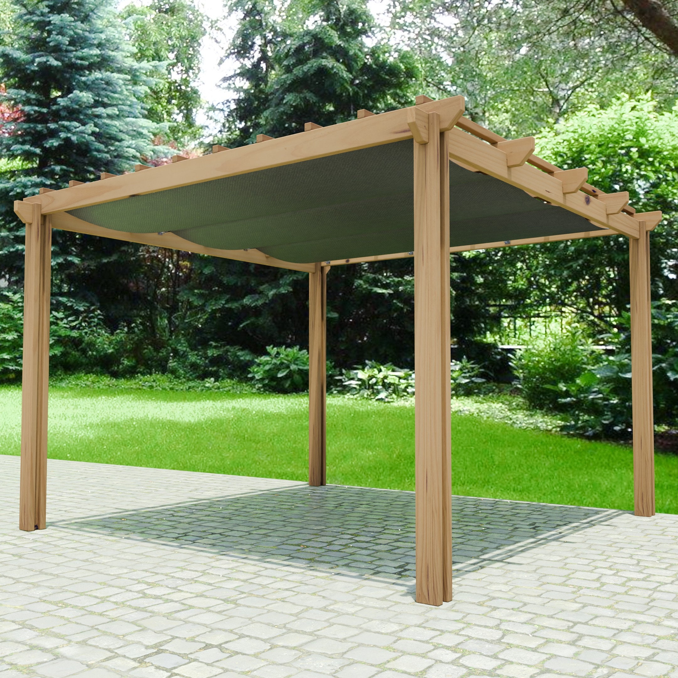 Plans for Modern Shaded Canopy Wooden Garden Pergola 3.6m X 3.6m 12ft X ...