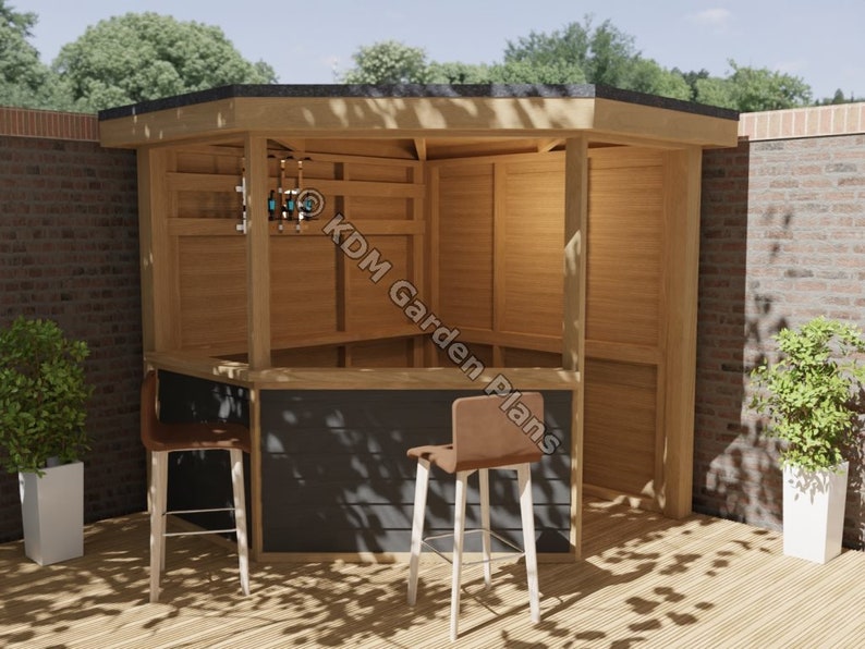 Plans for Wooden Octagonal Corner Garden Bar 2.1 X 2.1m Cocktail BBQ ...