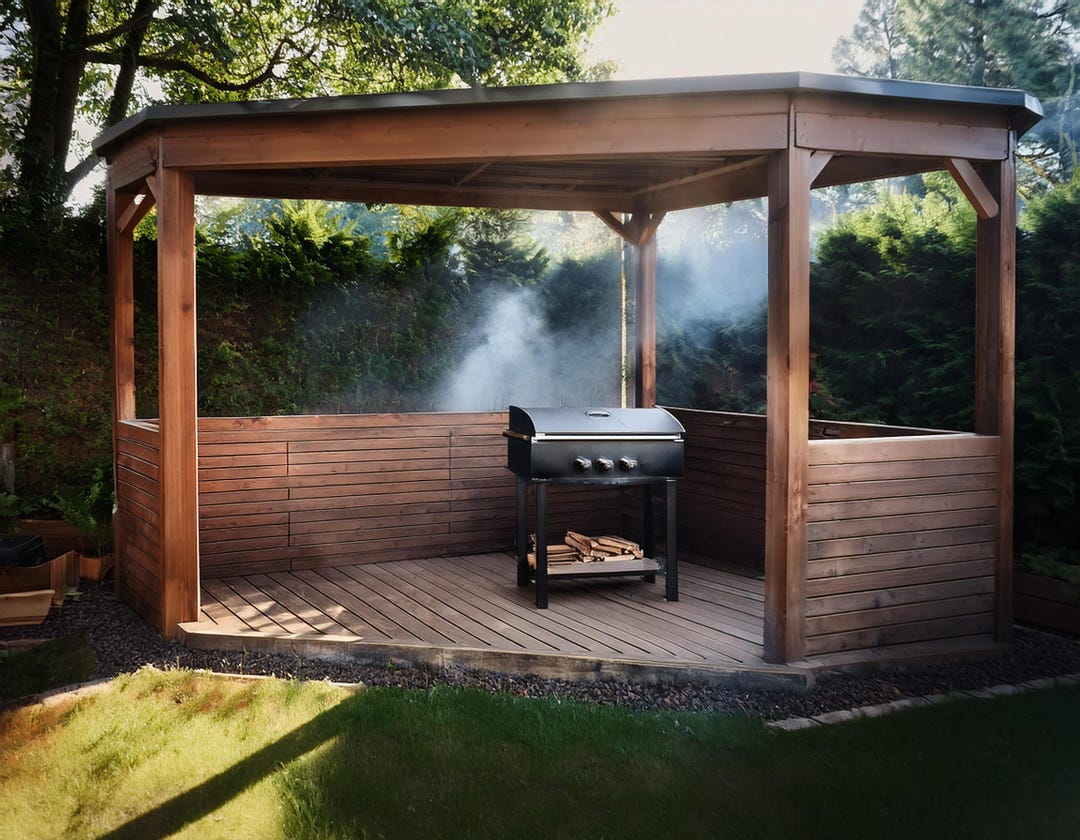 Plan for Wooden Garden Corner Barbecue Shelter 3m X 3m (12ft X 12ft ...