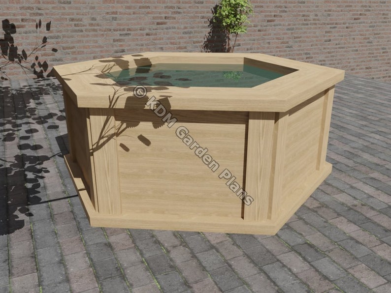 Hexagonal Raised Wooden Garden Patio Fish Pond or Planter 370 Litre ...