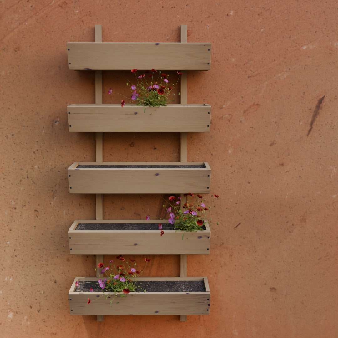 Plans for Flower Pot Wall Planter 80cm X 180cm Five Boxes DIY Digital ...