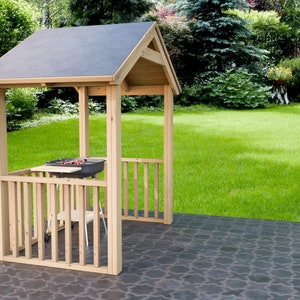 Plans for Wooden Garden Arbour Shelter 76" X 51" Pitched Shelter BBQ ...