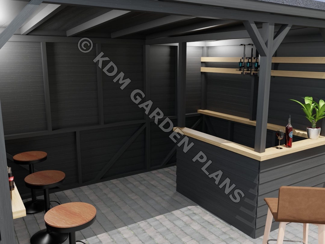 Plans for Wooden Home Garden Bar With Seating Area 2.4m X 3.6m Style ...