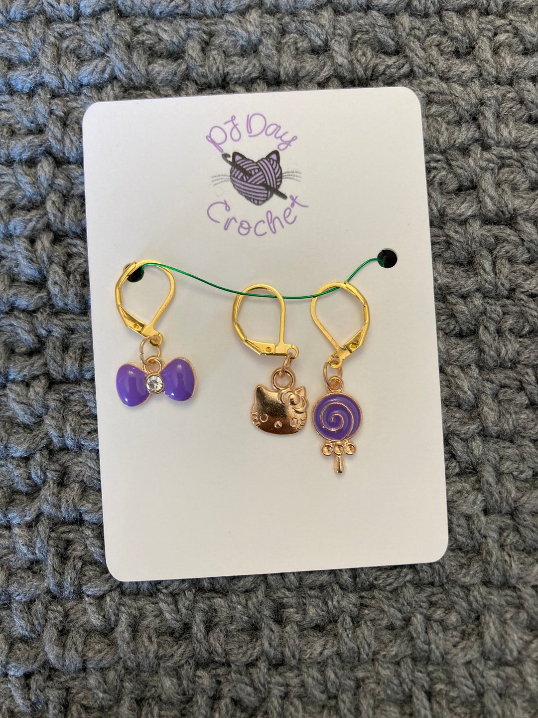 Hello Kitty Inspired Lever Back Stitch Markers for Crochet and Knitting ...