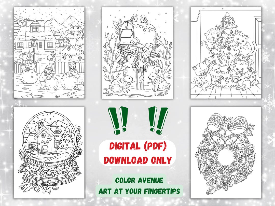 Christmas Coloring Pages for Adults, Teens and Seniors - 5 Coloring ...