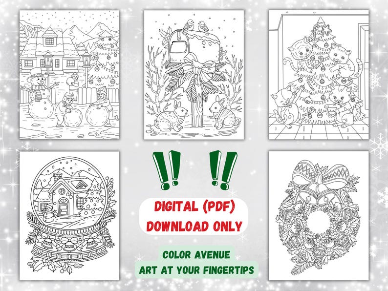 Christmas Coloring Pages for Adults, Teens and Seniors - 5 Coloring ...