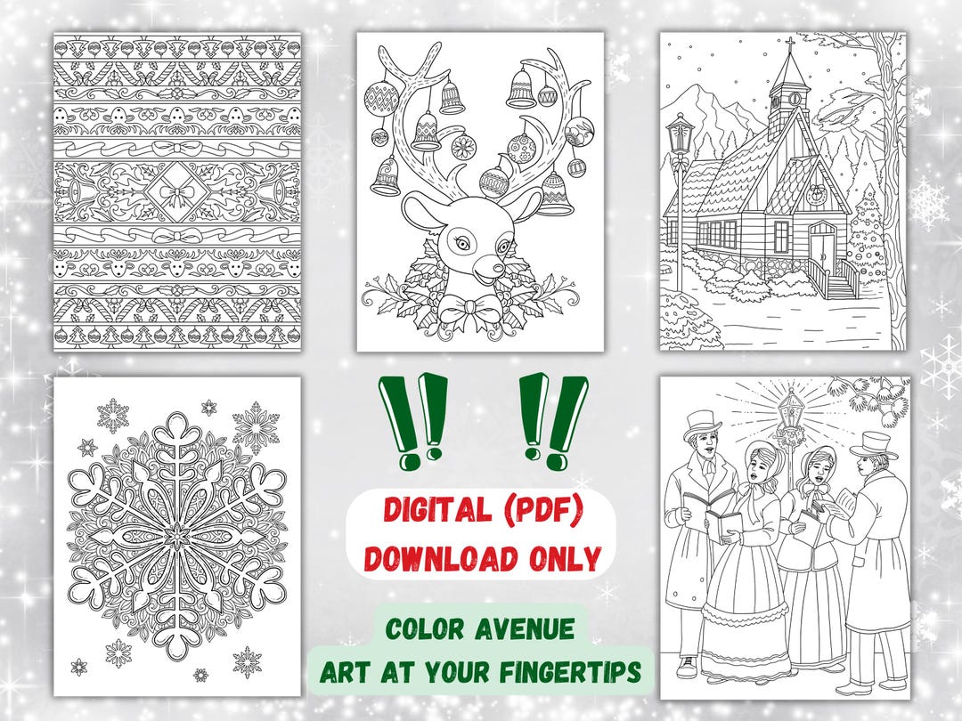 Christmas Coloring Pages for Adults, Teens and Seniors - 5 Coloring ...