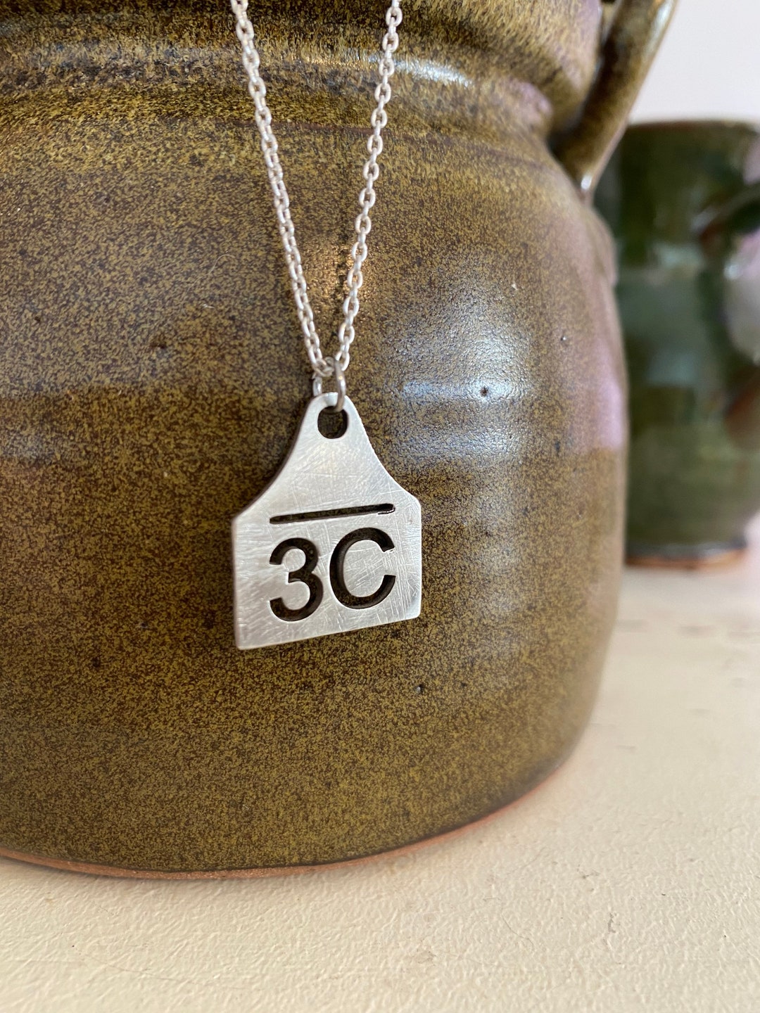 Custom Sterling Silver Cattle Brand Necklace - Farm Ear Tag Pendant - Etsy