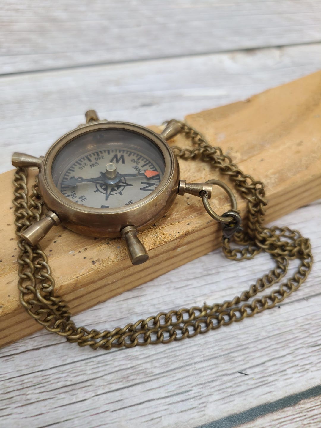 Antique Compass, Compass Necklace, Ship Wheel Compass, Compass With ...