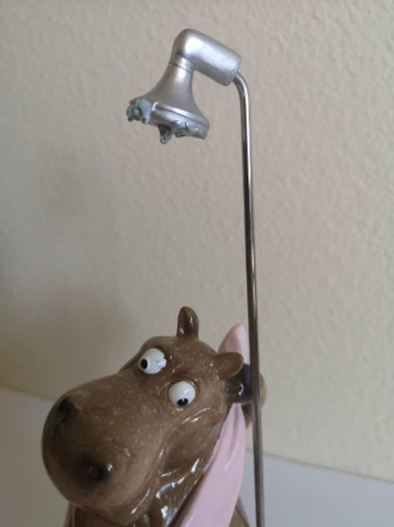 Showering Hippo Figurine Funny Hippo Showering Hippopotamus - Etsy