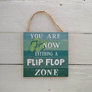 Flip Flop Zone Wooden Sign: Tropical Beach House Decor - Etsy