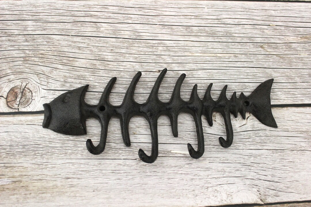 Cast Iron Bone Fish Decor, Vintage Cast Iron Bone Fish, Nautical Cast ...