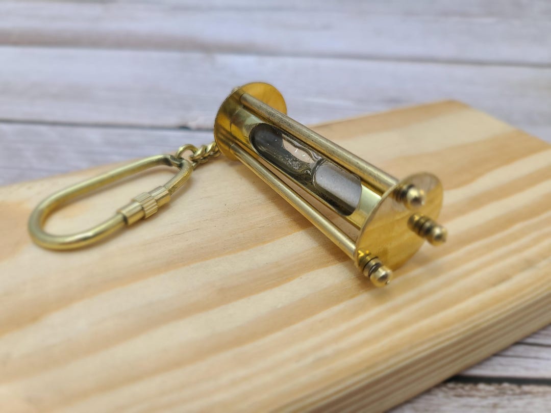 Sand Timer Keychain, Brass Sand Timer Keychain, Brass Key Ring ...