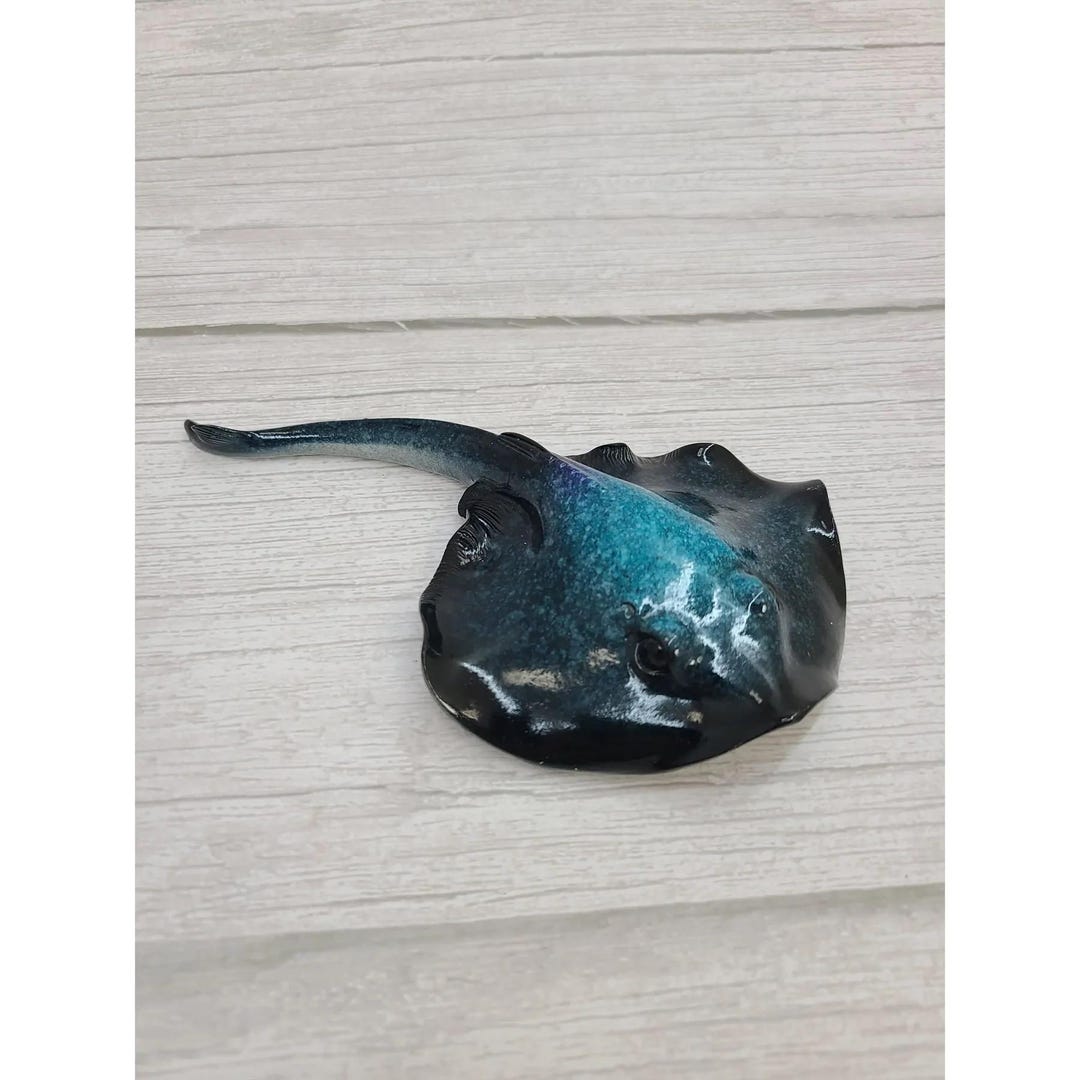 Handcrafted Blue Stingray Sculpture: Coastal Home Decor (8" Long) - Etsy