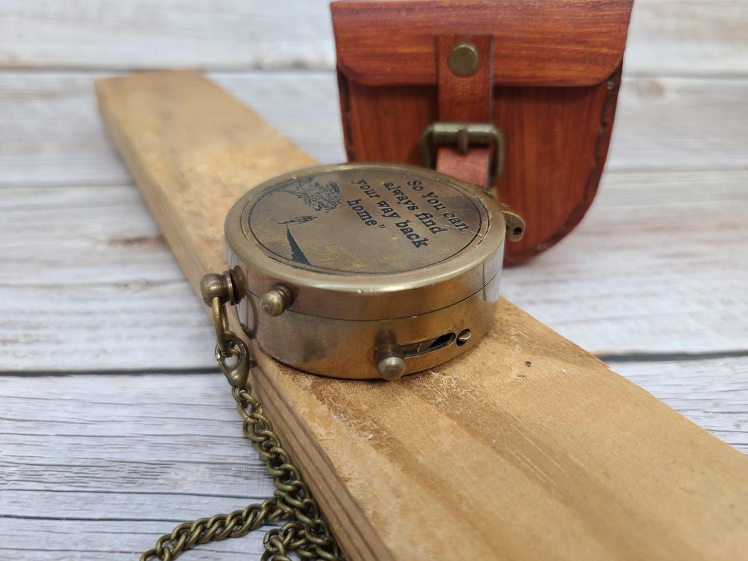 Antique Compass, Compass in Leather Pouch, Vintage Look Compass ...