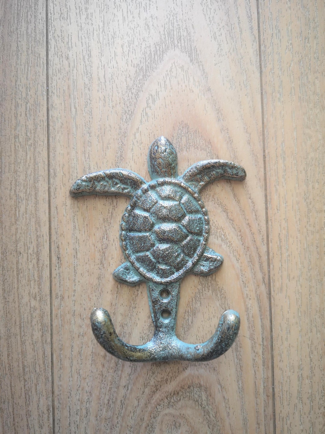 Cast Iron Sea Turtle Hook Set: Verdigris Nautical Decor - Etsy