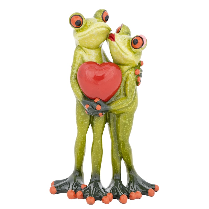 Frog Couple Holding Heart Figurine | Romantic Frog Statue | Love Decor ...