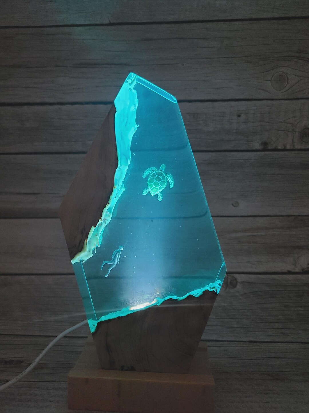 Sea Turtle Epoxy Resin Deep Sea Diving Night Light, Sea Turtle and ...