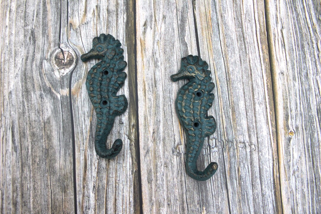 Cast Iron Seahorse Hook, Vintage Cast Iron Seahorse Hook, Nautical ...