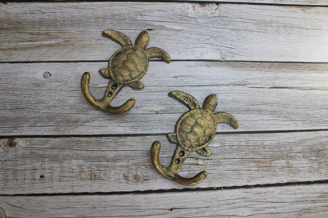 Turtle Hook, Nautical Sea Turtle Hook for Keys and Bags, SET OF TWO Sea ...