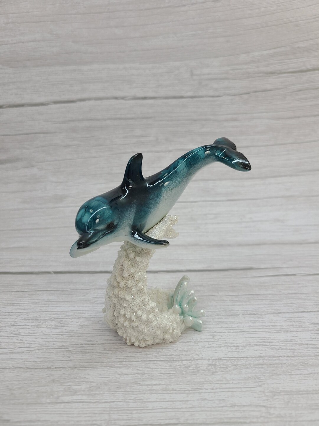 Dolphin Figurine, Dolphin Coral Figurine, Dolphin Decor, Beach Home ...