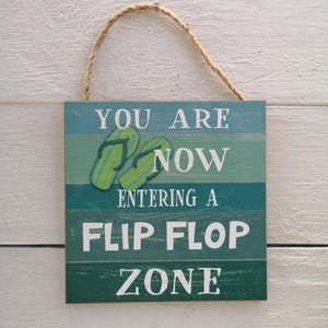 Flip Flop Zone Wooden Sign: Tropical Beach House Decor - Etsy