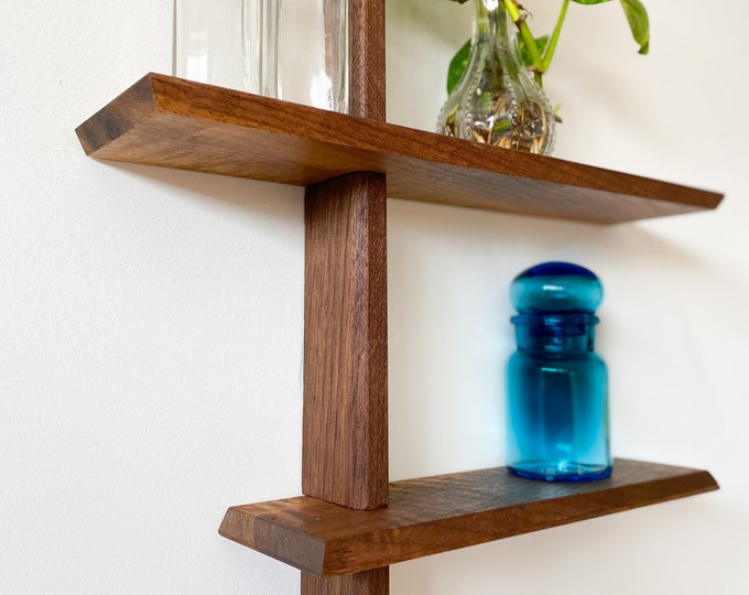 Walnut Shelf, Danish Modern Walnut Shelf, Walnut Wall Shelf, Handmade ...