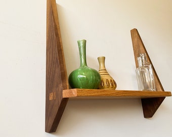 Walnut Shelf, Danish Modern Walnut Shelf, Walnut Wall Shelf, Handmade ...