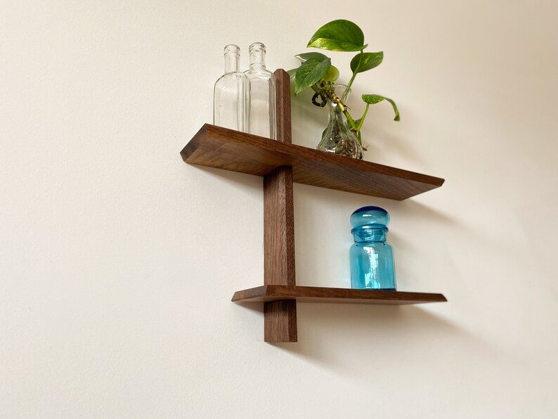 Walnut Shelf, Danish Modern Walnut Shelf, Walnut Wall Shelf, Handmade ...