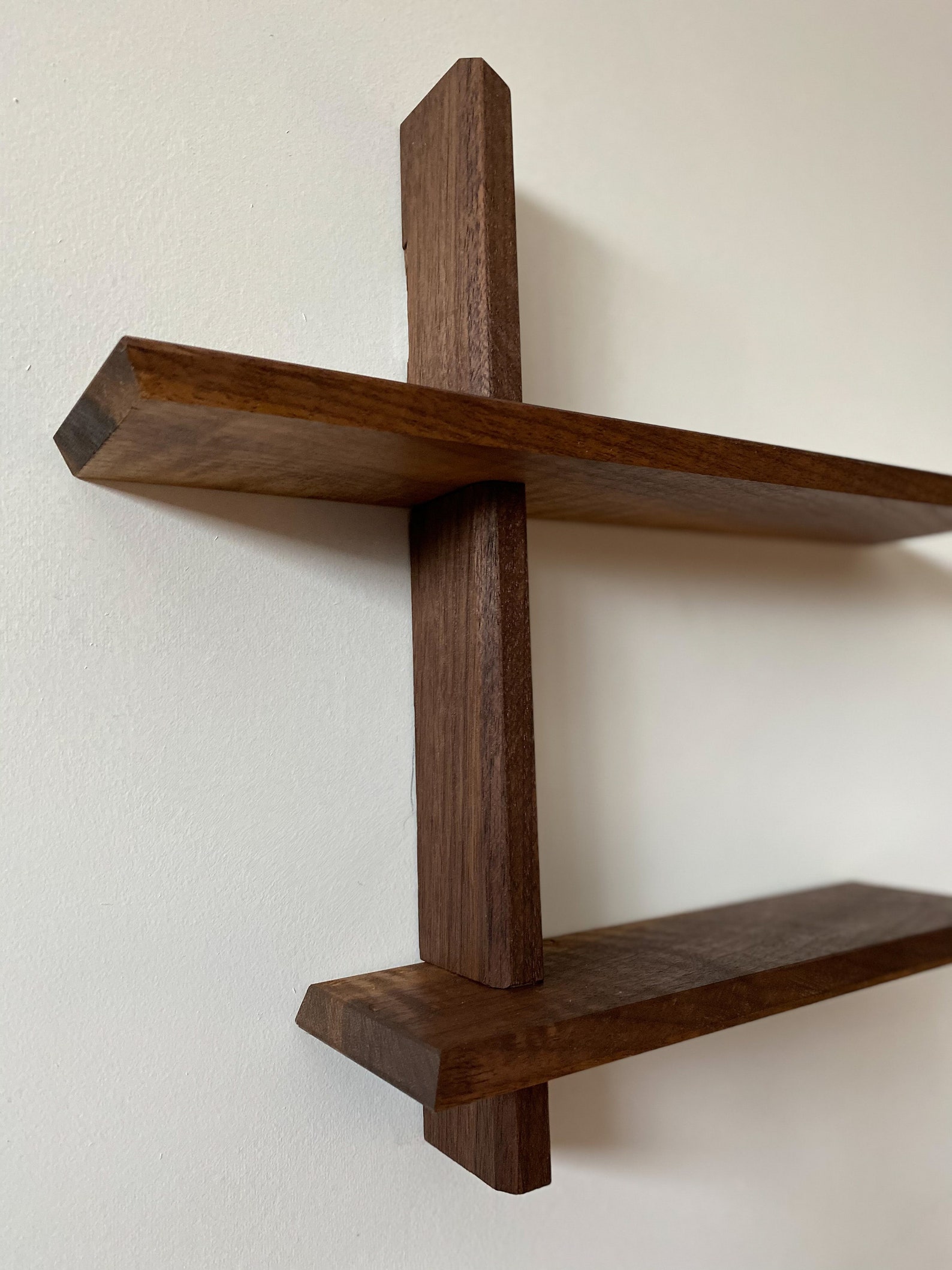 Walnut Shelf, Danish Modern Walnut Shelf, Walnut Wall Shelf, Handmade ...