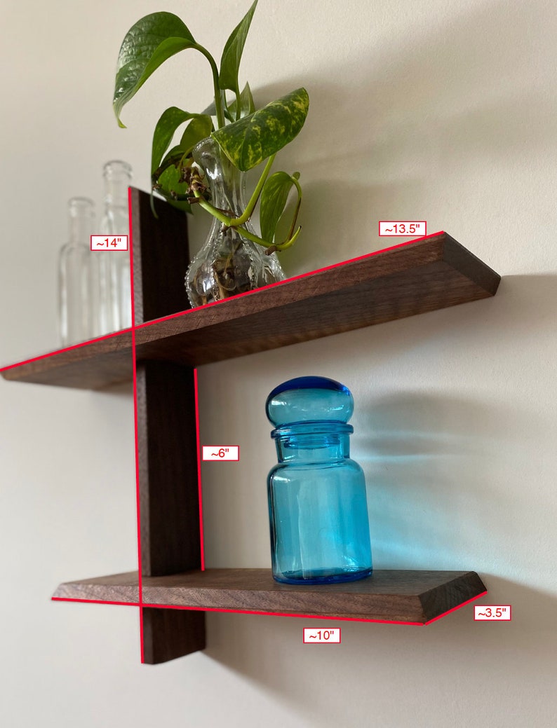 Walnut Shelf, Danish Modern Walnut Shelf, Walnut Wall Shelf, Handmade ...