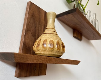 Walnut Shelf, Danish Modern Walnut Shelf, Walnut Wall Shelf, Handmade ...