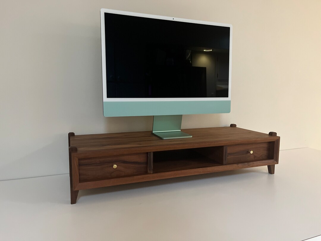 Modern Walnut Monitor Stand free Shipping - Etsy