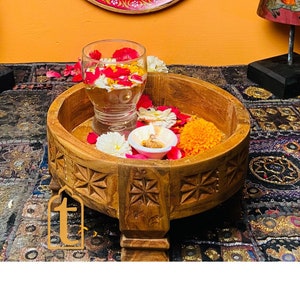 Wooden Chakki Table, Indian Carved Coffee Table, Indian Handicraft ...