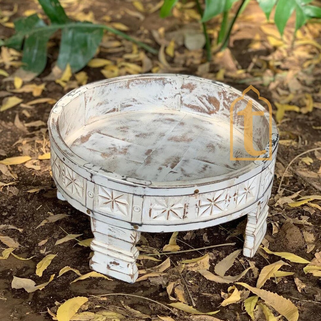 Wooden Chakki Table, Indian Carved Coffee Table, Indian Handicraft ...