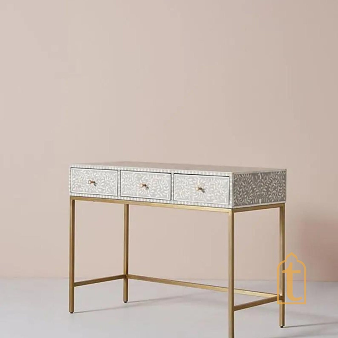 Handmade Bone Inlay Console Table | Hall-way Entry Table | Study Table ...