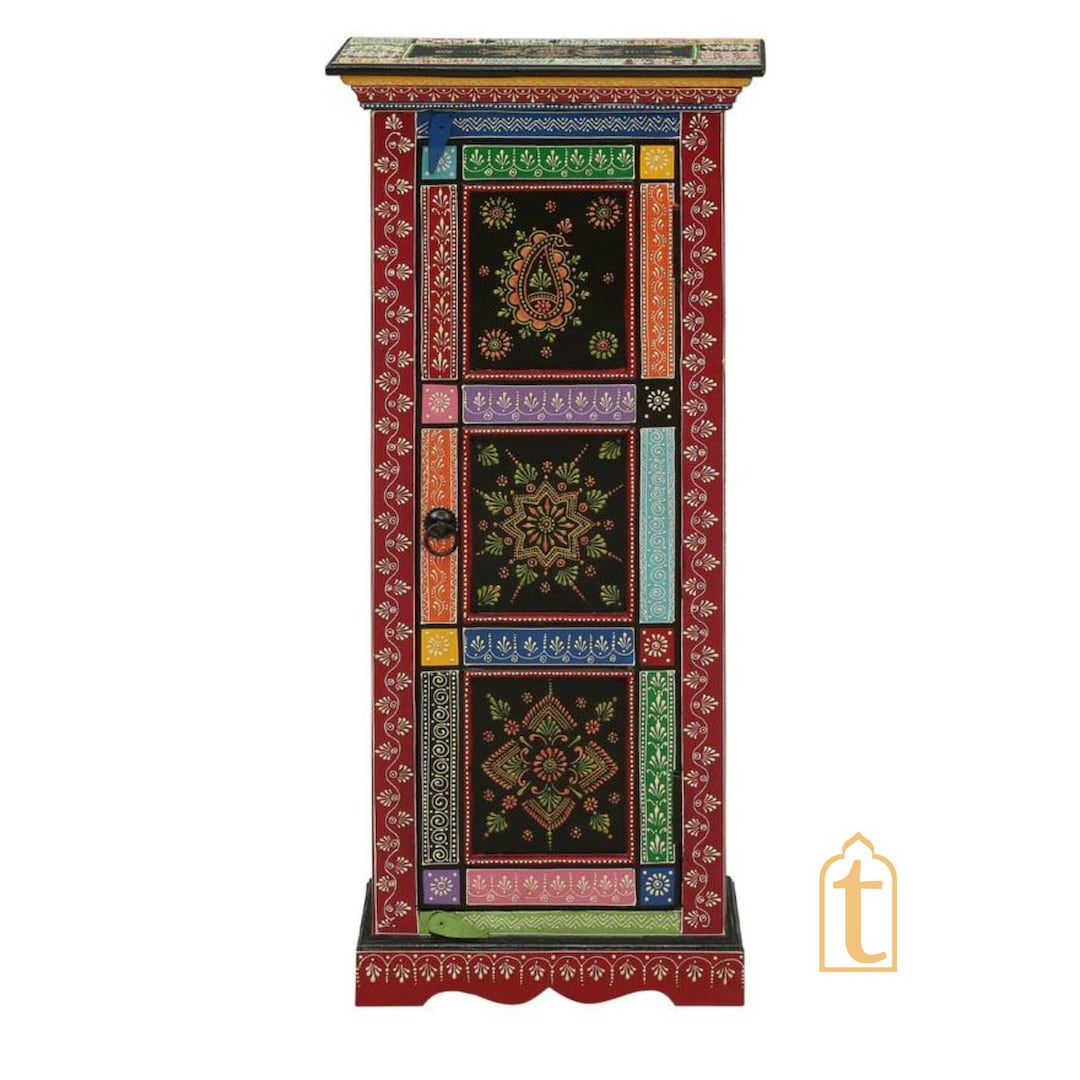 Indian Hand Painted Solid Wood Hand-painted 1 Door Wardrobe - Etsy
