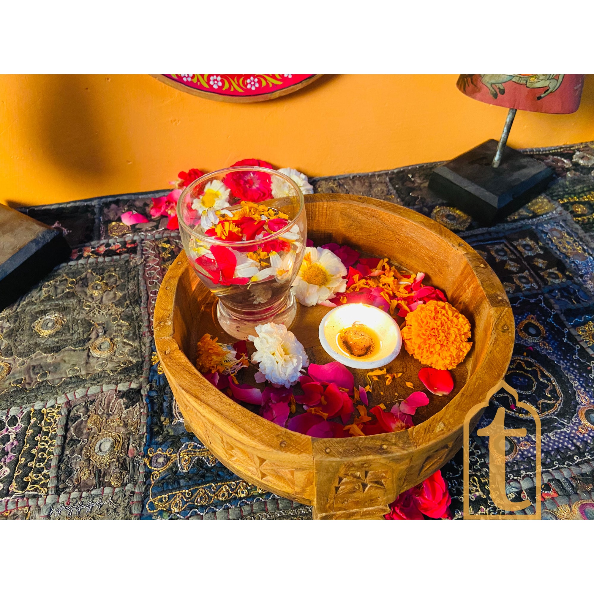 Wooden Chakki Table, Indian Carved Coffee Table, Indian Handicraft ...