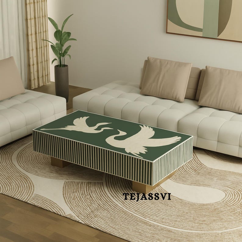 Bone Inlay Oval Shape Coffee Table/bone Inlay Centre Table/bone Inlay ...