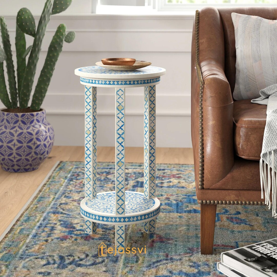 Bone Inlay End Table | Bone Inlay Stool | Bone Inlay Antique Sofa Side ...