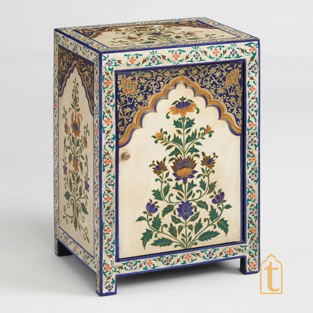 Wood Beautiful Flower Painted Side Storage Cabinet/wood Cabinet Wooden ...