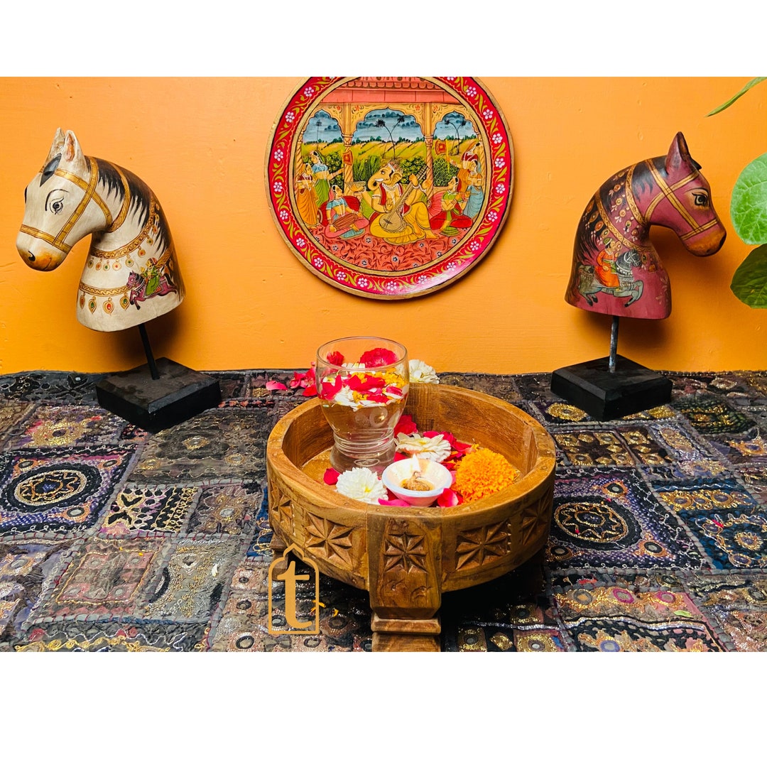 Indian Chakki Table / Indian Carved Coffee Table / Indian Handicraft ...