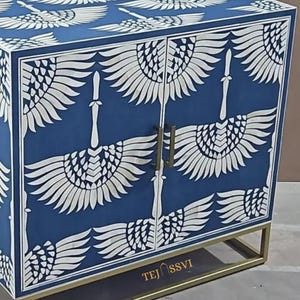 Bone Inlay Swan Cabinet / Indian Art Sideboard / Bone Inlay Side Boards ...