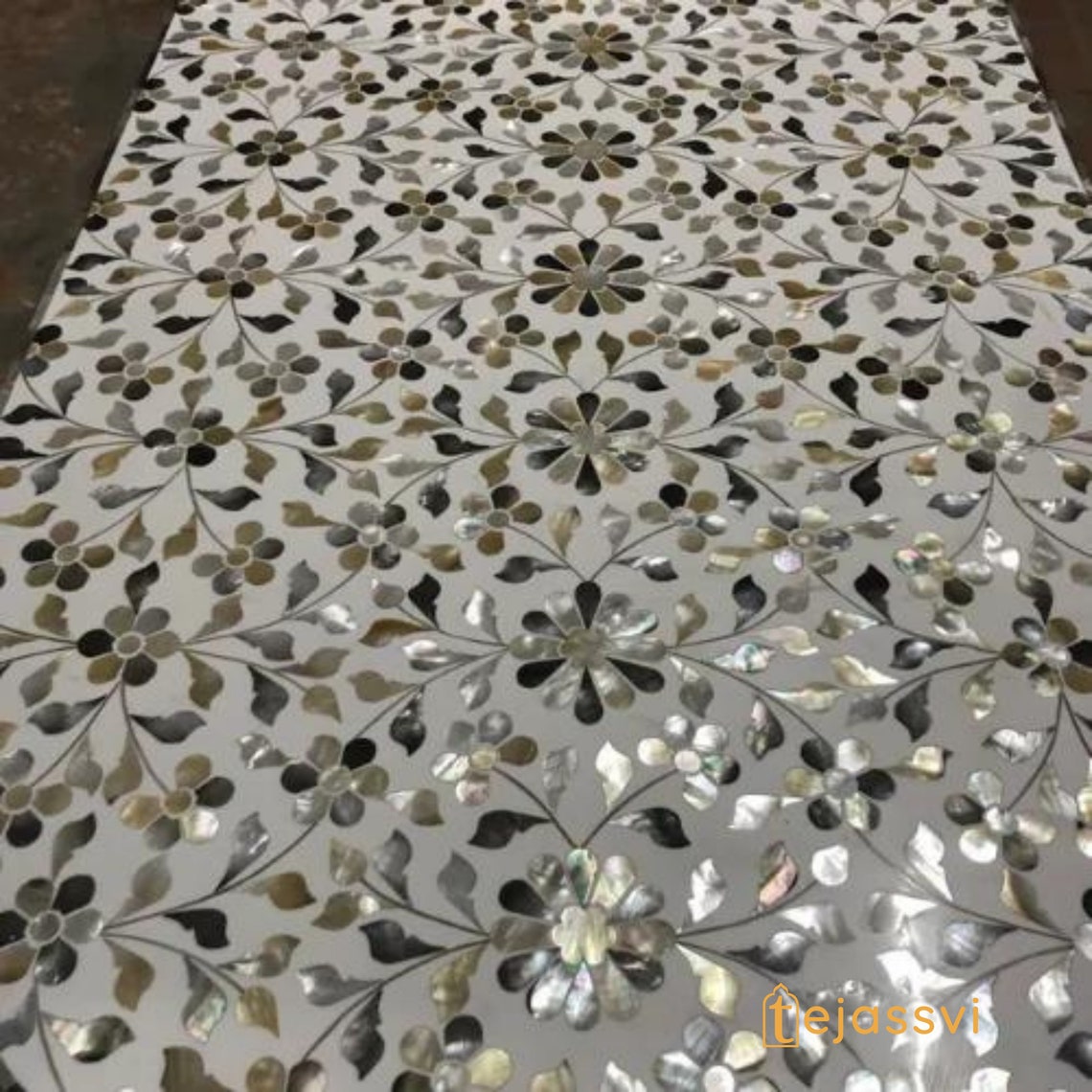 Oval Coffee Table Mother of Pearl INLAY TABLE Floral Design - Etsy