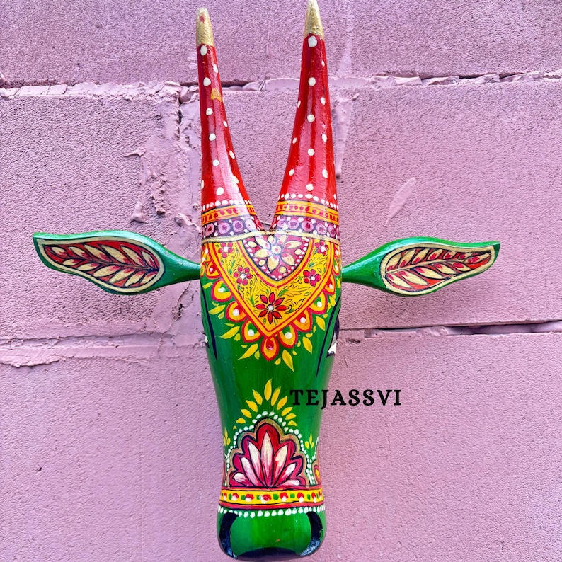 Wooden Cow Head | Bull | Nandi Head Mask Wall Décor/ Wooden Wall ...