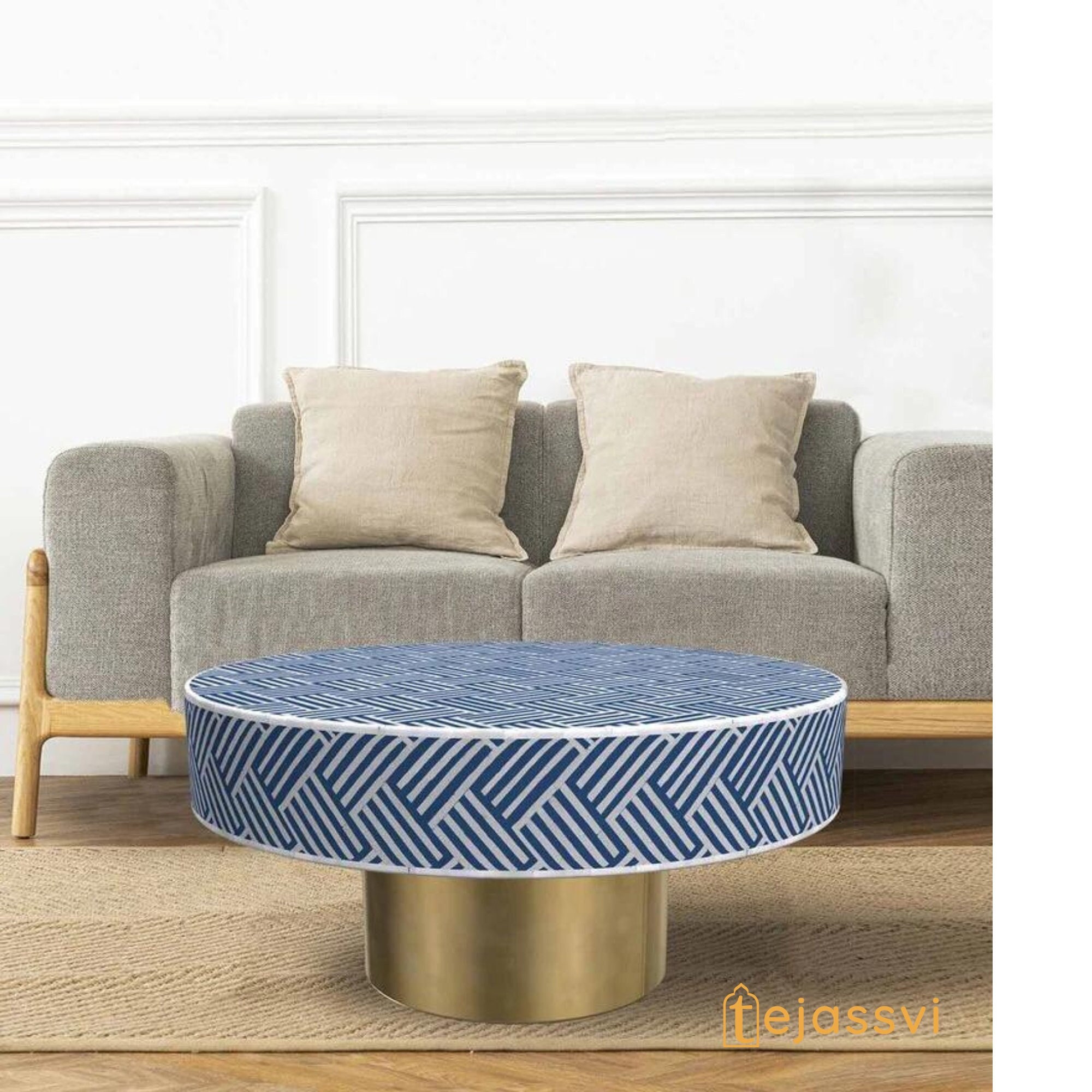 Handmade Bone Inlay Coffee Table Center Table BONE INLAY TABLE, Round ...