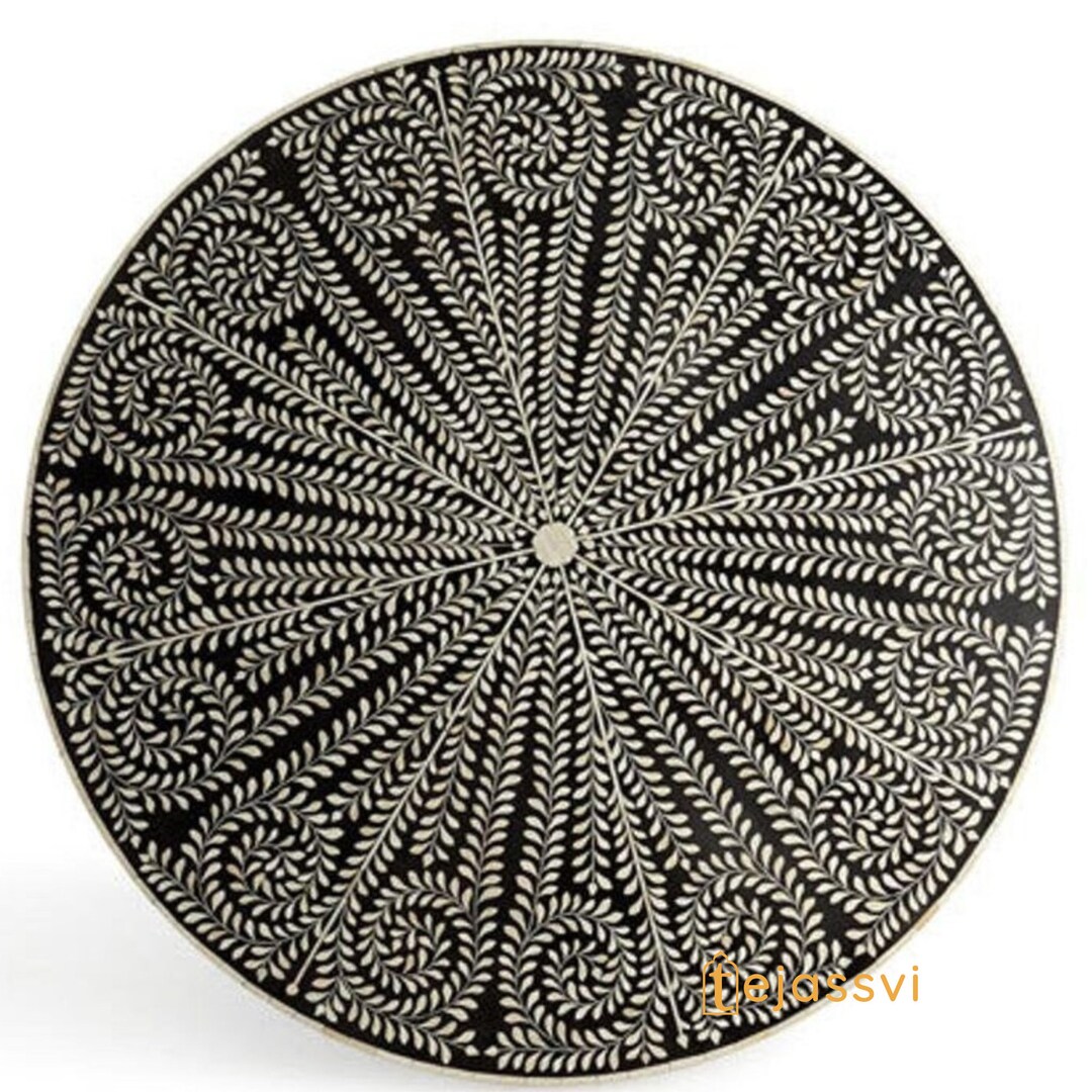 Bone Inlay Dining Table Modern Floral Pattern Bone Inlay - Etsy