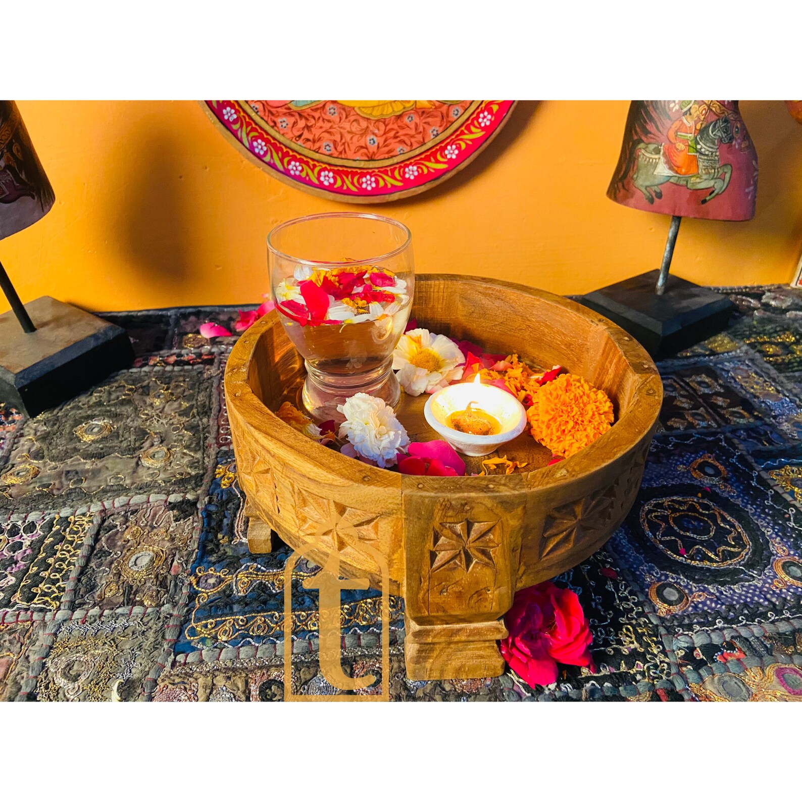 Wooden Chakki Table Indian Carved Coffee Table Indian - Etsy